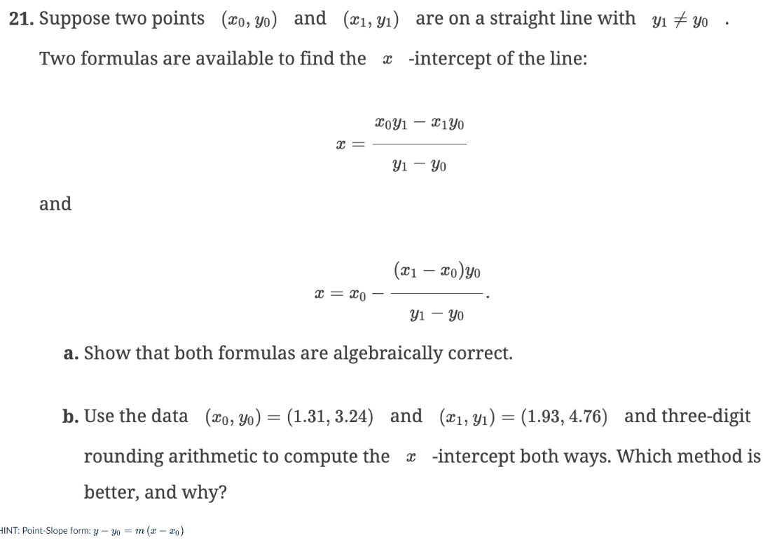 Solved 21. Suppose two points (x0,y0) and (x1,y1) are on a | Chegg.com