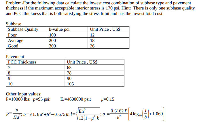 Solved Problem-For the following data calculate the lowest | Chegg.com