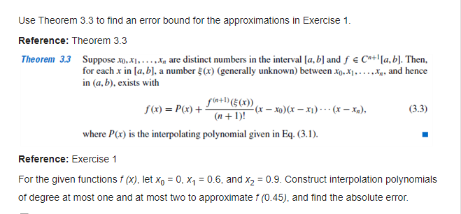 Use Theorem 3.3 to find an error bound for the | Chegg.com