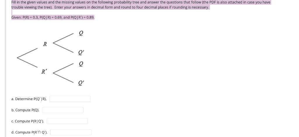 Solved Fill in the given values and the missing values on | Chegg.com