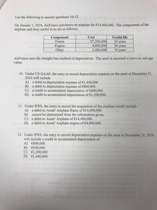 Solved Use the following to answer questions 10-12: On | Chegg.com