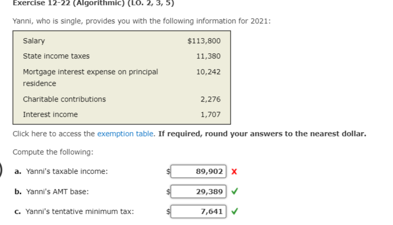 Exercise 12-22 (Algorithmic) (LO. 2, 3, 5) Yanni, who | Chegg.com