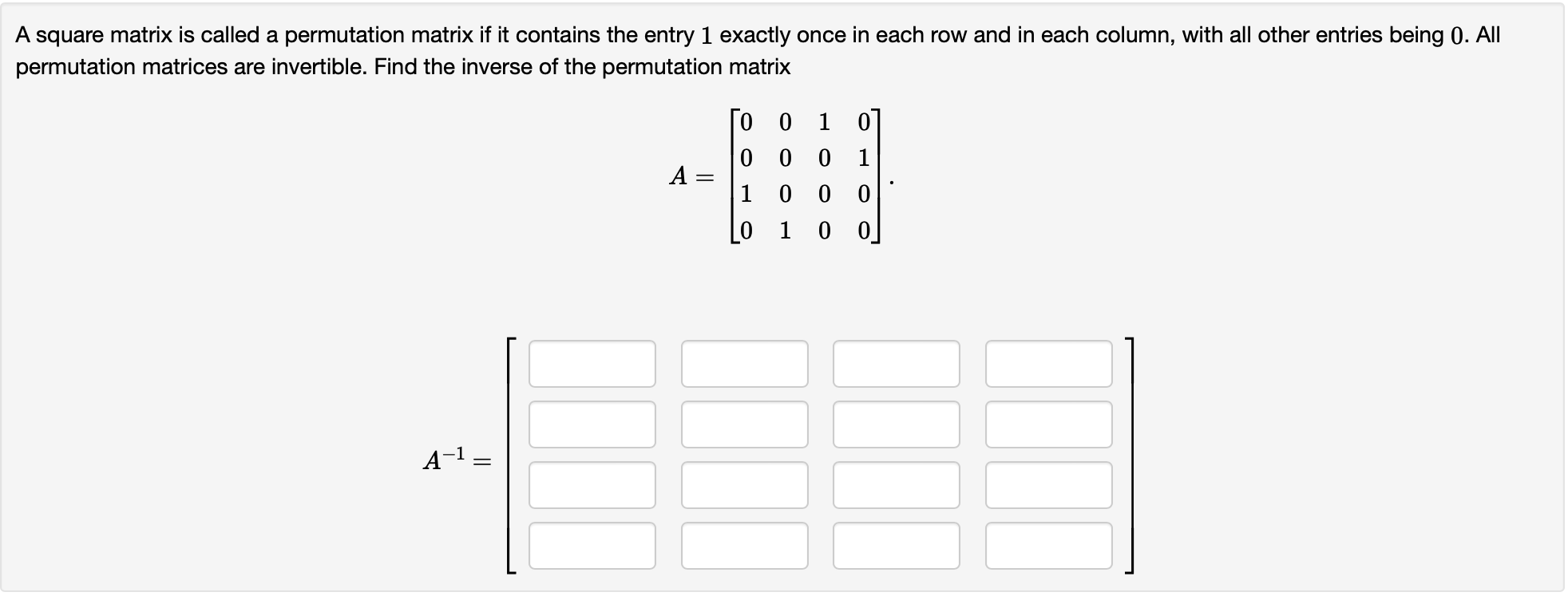 Solved A square matrix is called a permutation matrix if it | Chegg.com