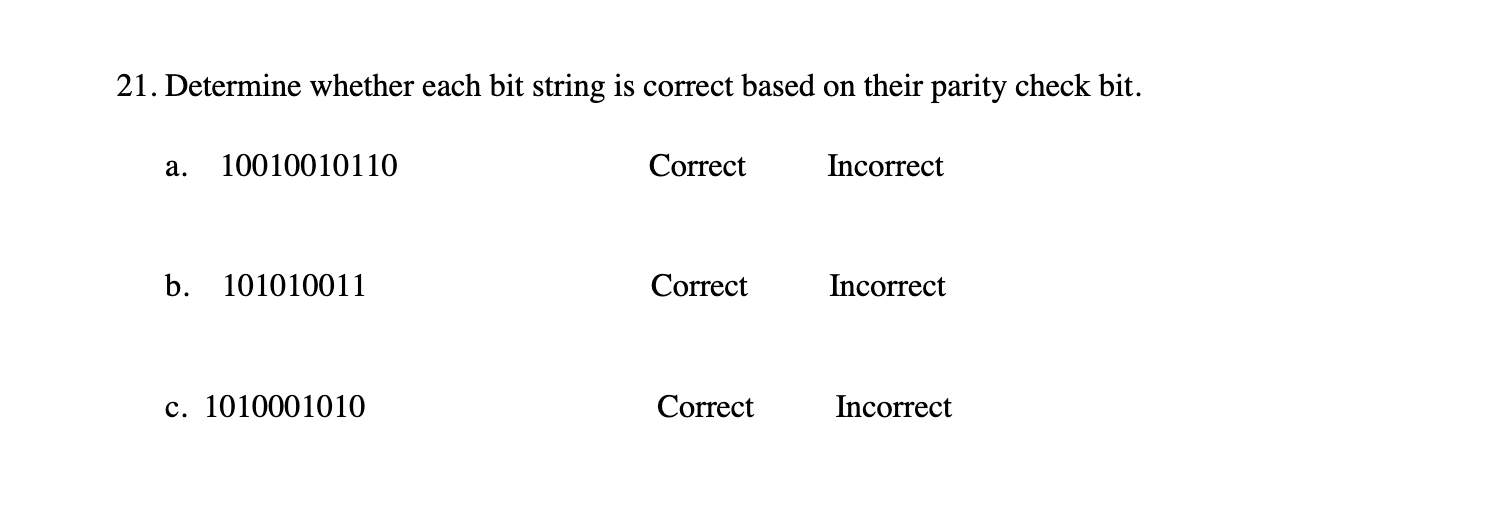 21. Determine whether each bit string is correct | Chegg.com