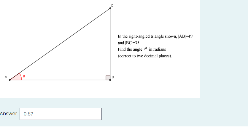 Solved In the right-angled triangle shown, |AB|=49and | Chegg.com