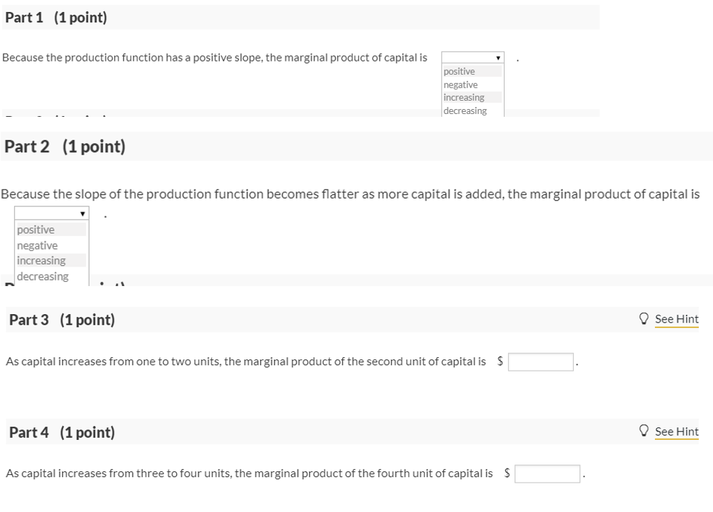 Solved 05 Question (4 points) The aggregate production | Chegg.com