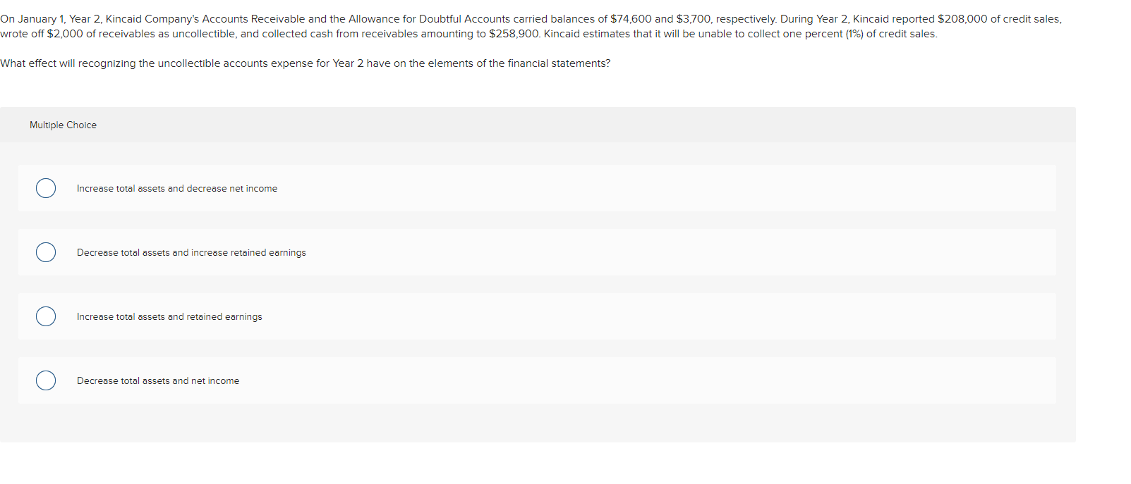Solved hat effect will recognizing the uncollectible | Chegg.com