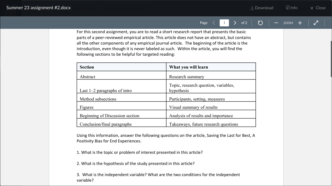 Solved For this second assignment, you are to read a short | Chegg.com