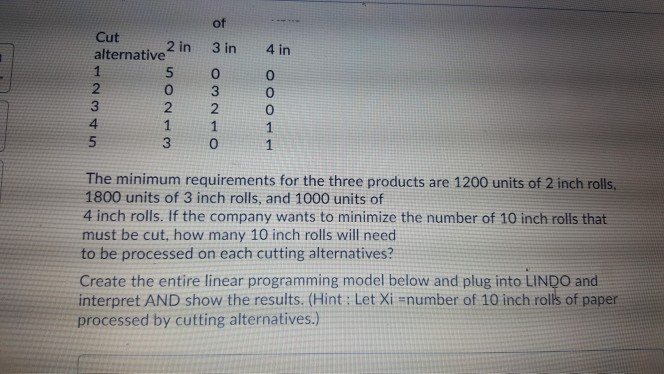 Solved The Mead Paper Company produces rolls of paper for | Chegg.com