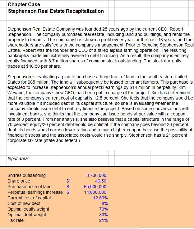 Solved ***PLEASE SHOW WORK FOR EXCEL***Stephenson Real | Chegg.com