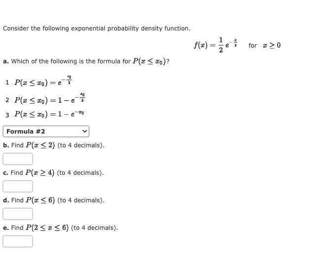 Solved Consider the following exponential probability | Chegg.com