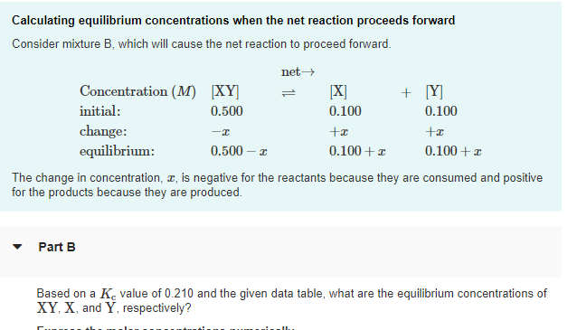Solved Calculating equilibrium concentrations when the net | Chegg.com