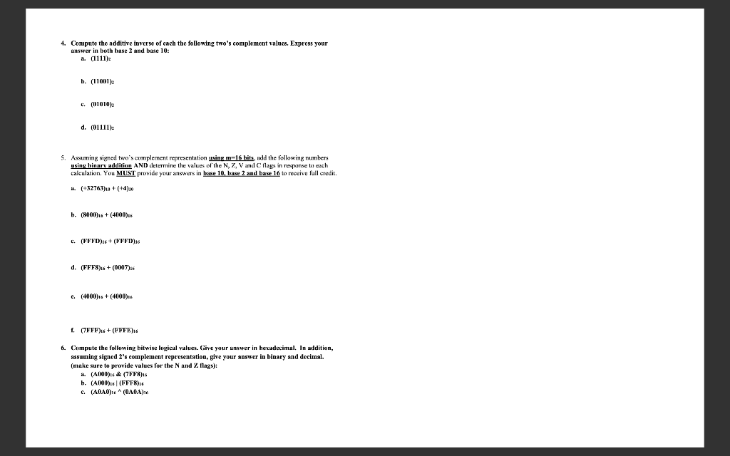 Solved 1. For m=4 bits, using the signed two's complement | Chegg.com
