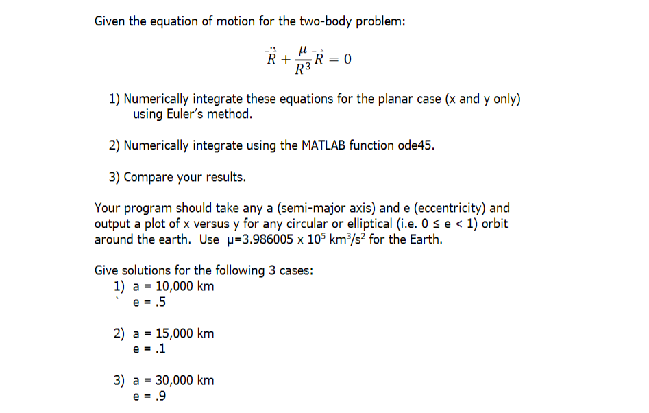 Given the equation of motion for the two-body | Chegg.com