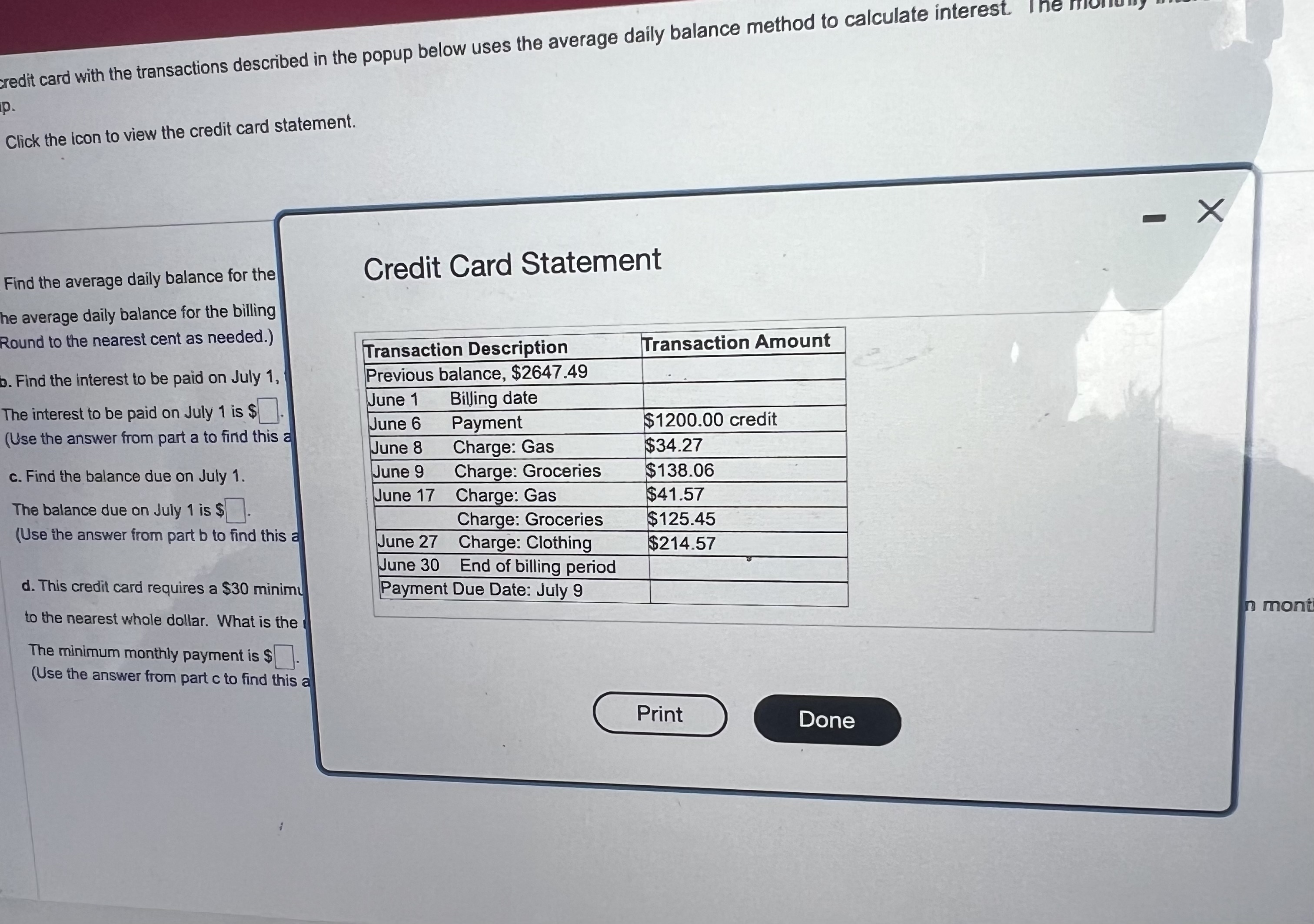 Solved redit card with the transactions described in the | Chegg.com