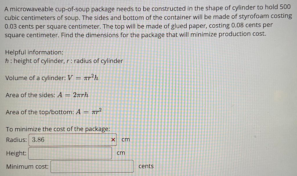 Solved A box with a square base and open top must have a | Chegg.com