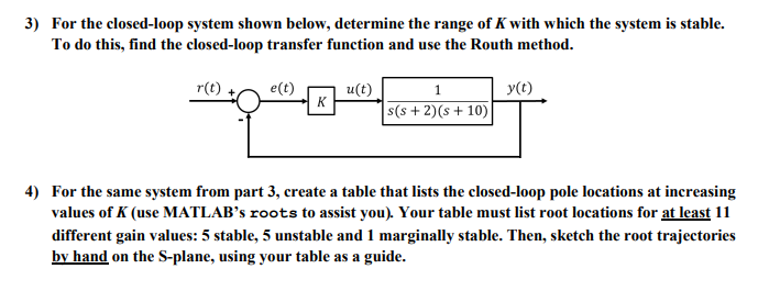 Solved 3) For the closed-loop system shown below, determine | Chegg.com