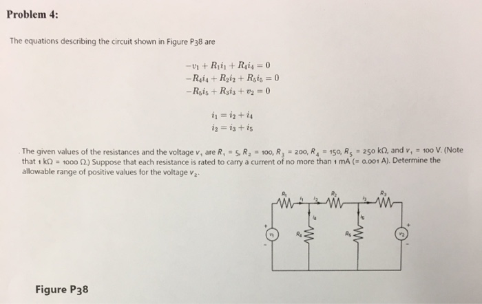 Solved Problem 4: The equations describing the circuit shown | Chegg.com