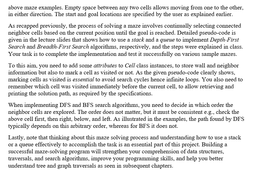 Solved Solving Mazes Using Stacks and Queues Write a maze | Chegg.com
