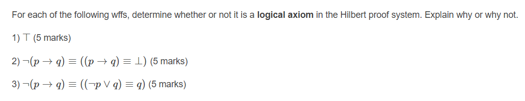 Solved For each of the following wffs, determine whether or | Chegg.com