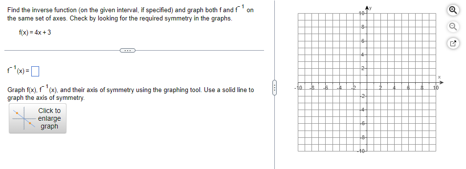 Solved Find the inverse function (on the given interval, if | Chegg.com