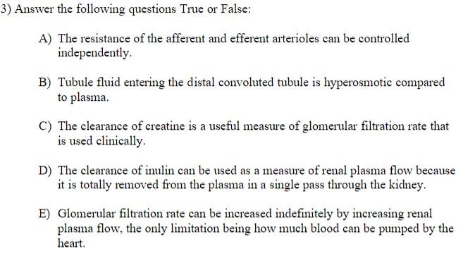 Solved Answer the following questions True or False: A) The | Chegg.com