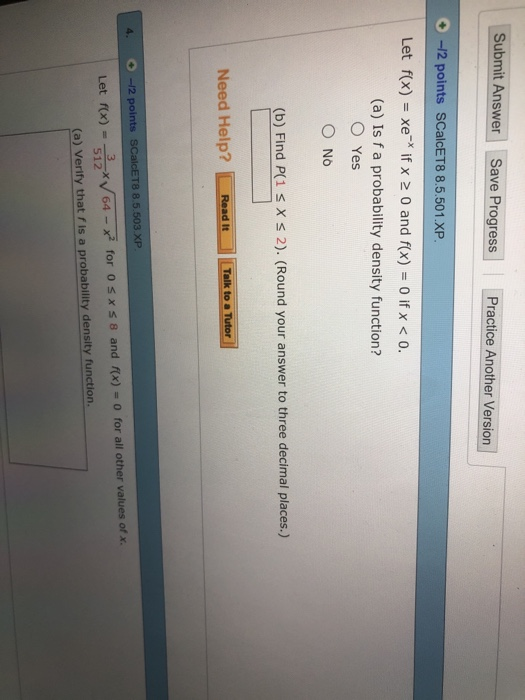 Solved Submit Answer Save Progress Practice Another Version | Chegg.com