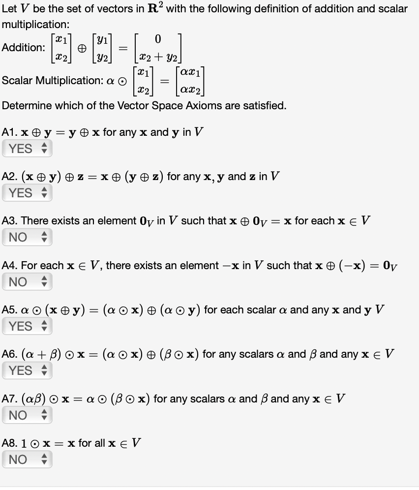 Solved Let V be the set of vectors in R2 with the following | Chegg.com