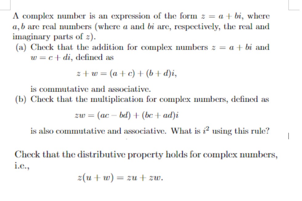 Solved Λ complex number is an expression of the form z=a+bi, | Chegg.com