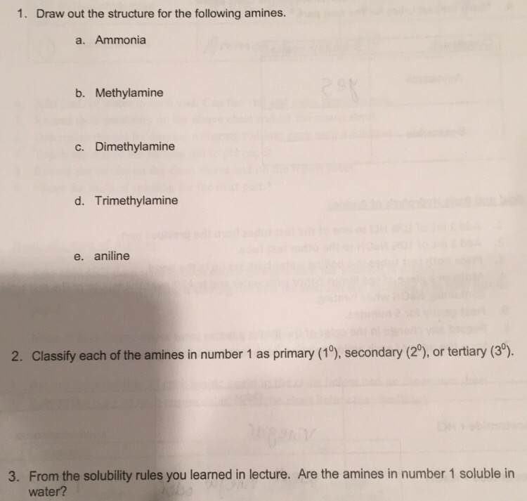 Solved 1. Draw out the structure for the following amines. | Chegg.com