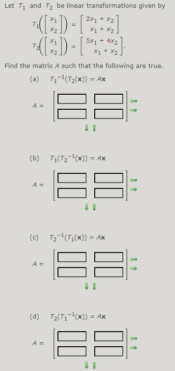 Solved Let T1 and T2 be linear transformations given by X1 | Chegg.com