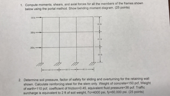 Solved Compute moments, shears, and axial forces for all the | Chegg.com