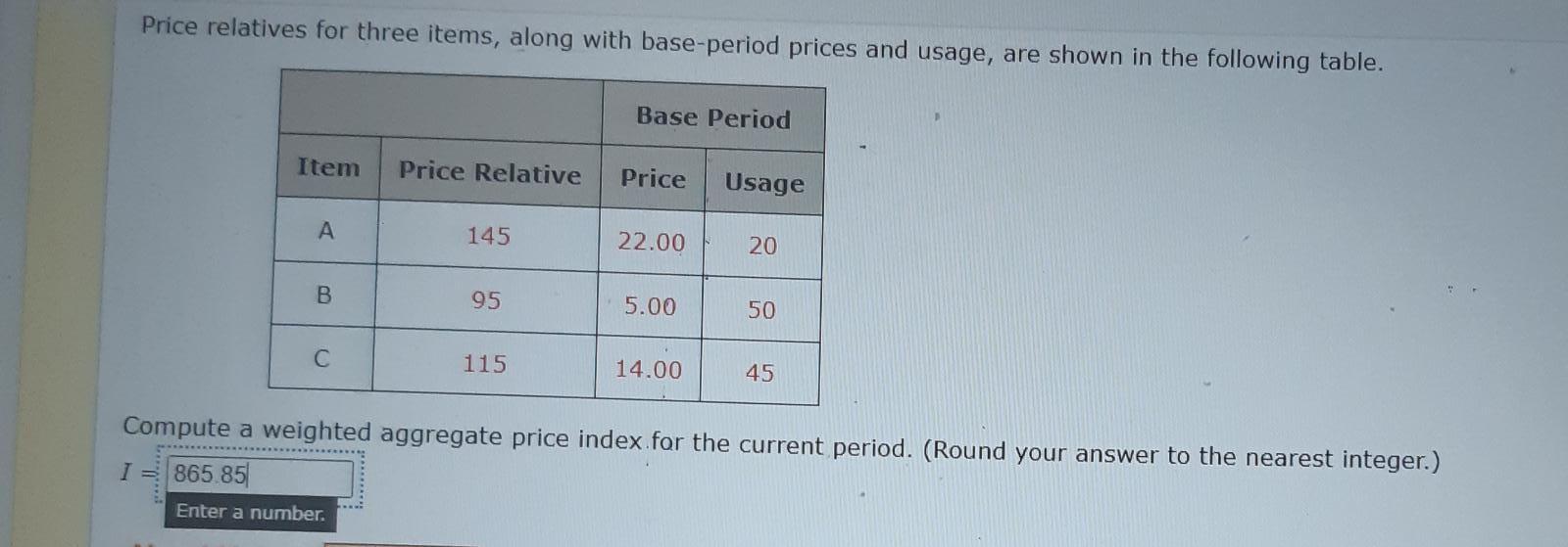 Solved Price relatives for three items, along with | Chegg.com