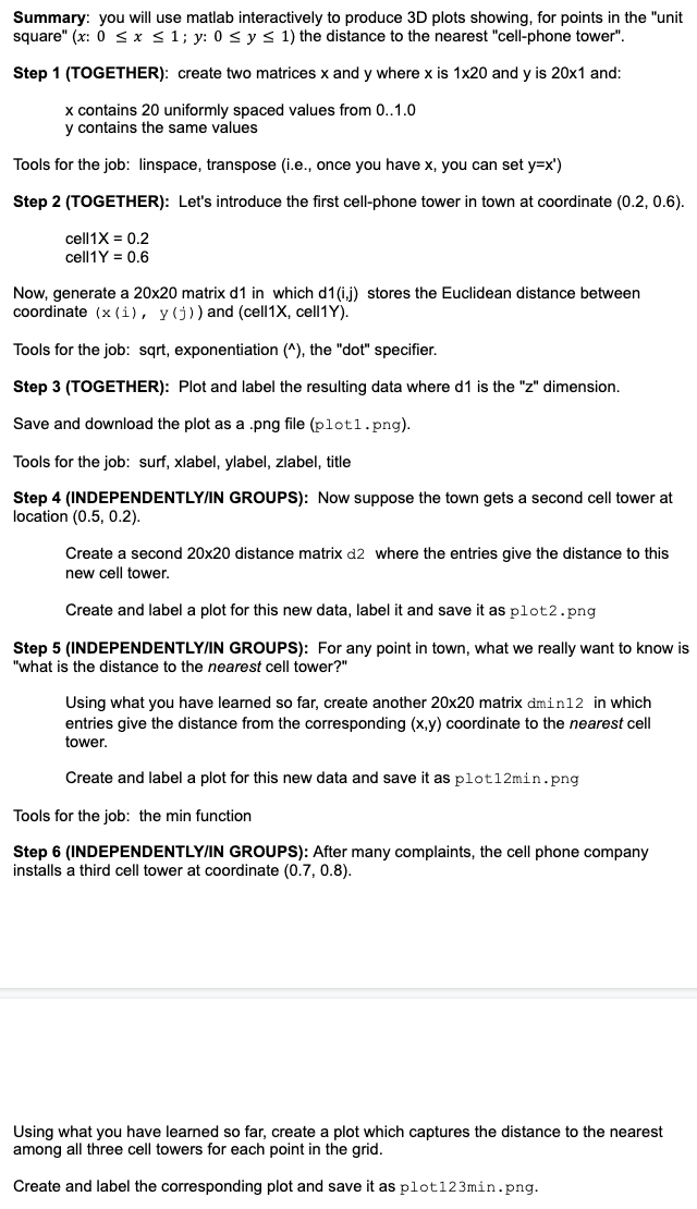 Solved Step 1 (TOGETHER): create two matrices x and y where | Chegg.com