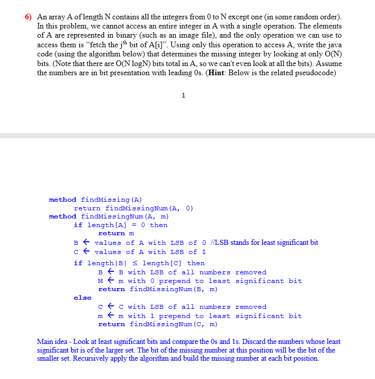 6) An array A of length N contains all the integers | Chegg.com