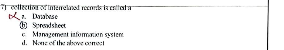 Solved 7) collection of interrelated records is called a Ra. | Chegg.com