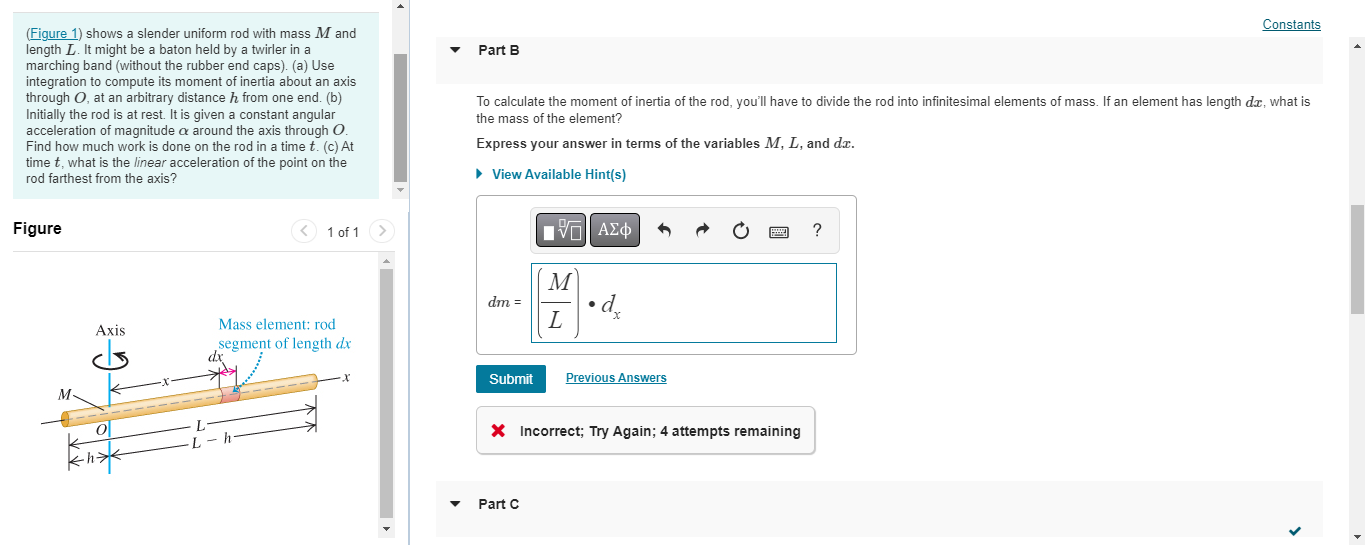 Solved (Figure 1) shows a slender uniform rod with mass M | Chegg.com