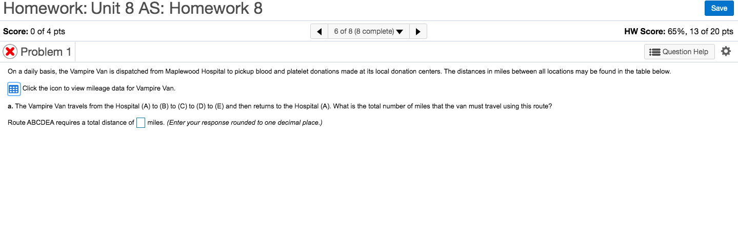 Solved Homework: Unit 8 AS: Homework 8 Save Score: 0 of 4 | Chegg.com