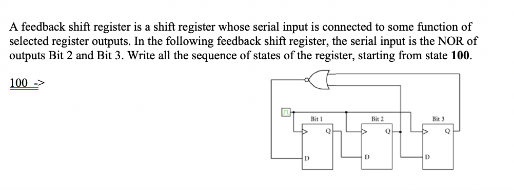 Solved A feedback shift register is a shift register whose | Chegg.com