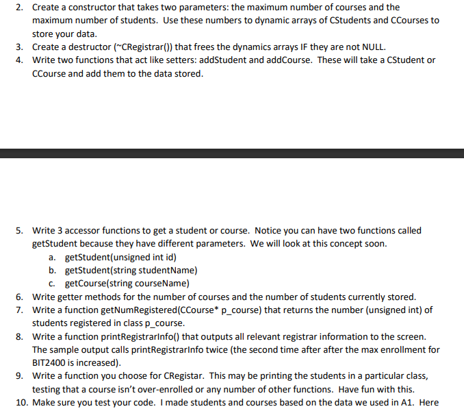 Solved You will make two classes (using a .h and.cpp file as | Chegg.com