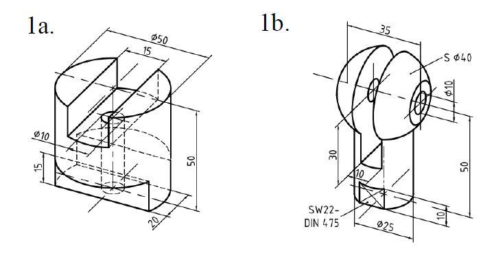 Solved 1. Draw front, top and side views from below. 1:1 | Chegg.com