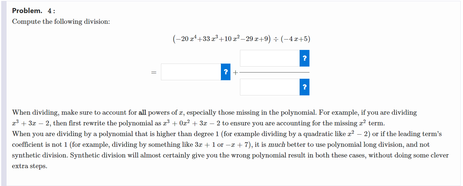 Solved Problem. 4: Compute the following division: | Chegg.com