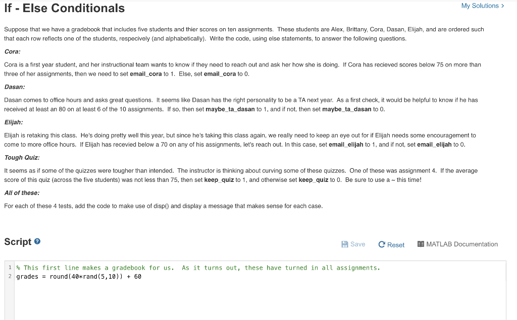 Solved If - Else Conditionals My Solutions Suppose that we | Chegg.com