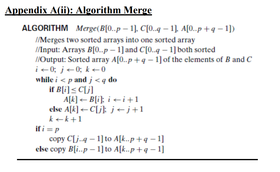 Solved Appendix Ai Algorithm Mergesort Algorithm 2830