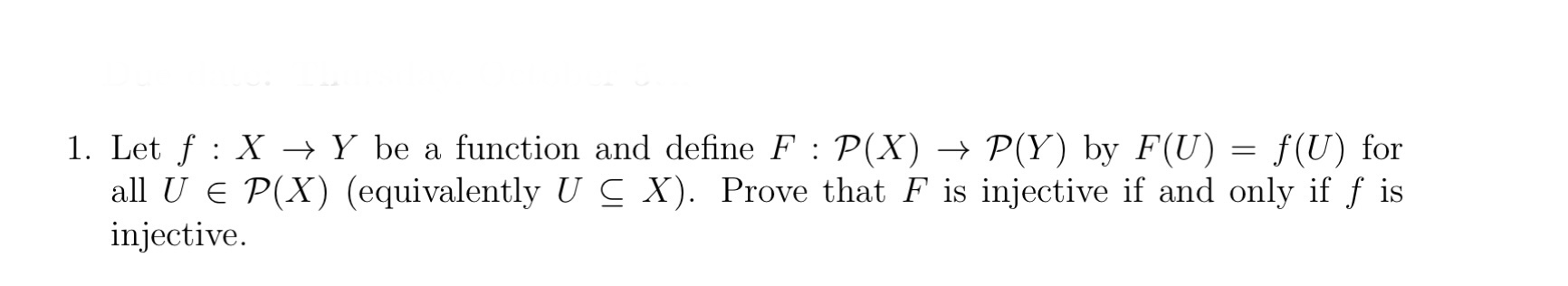 Solved Let f : X → Y be a function and define F : P(X) → P(Y | Chegg.com