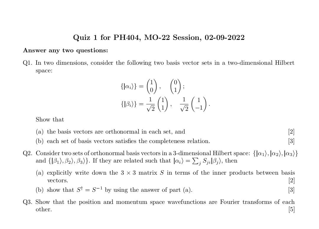 Solved Q1. In two dimensions, consider the following two | Chegg.com