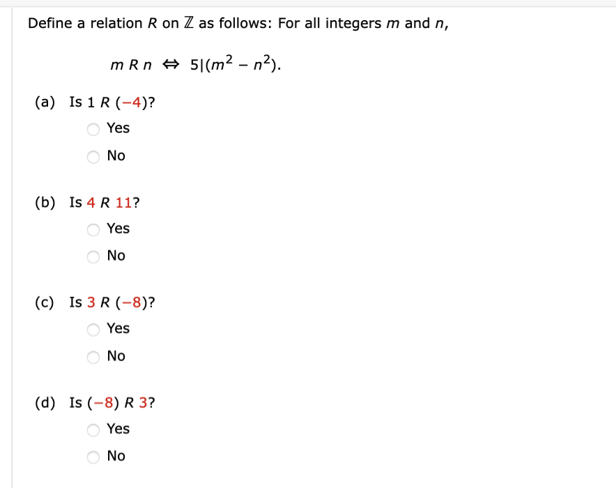 Solved Define a relation R on Z as follows: For all integers | Chegg.com