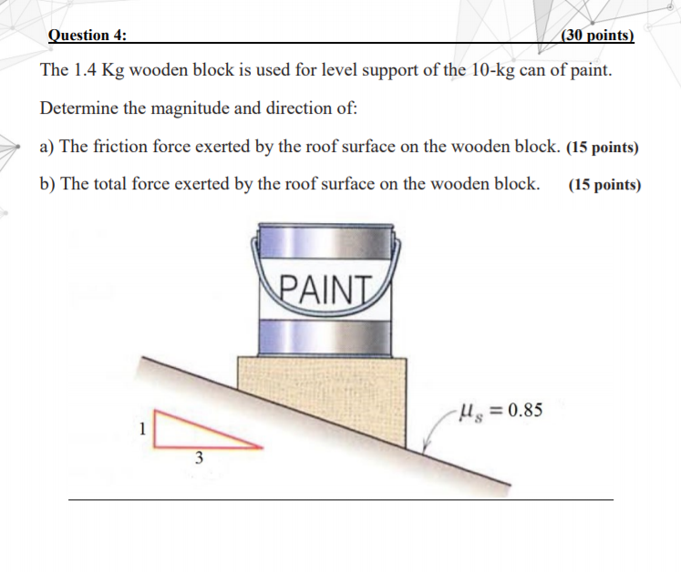 Solved Question 4: (30 points) The 1.4 Kg wooden block is | Chegg.com