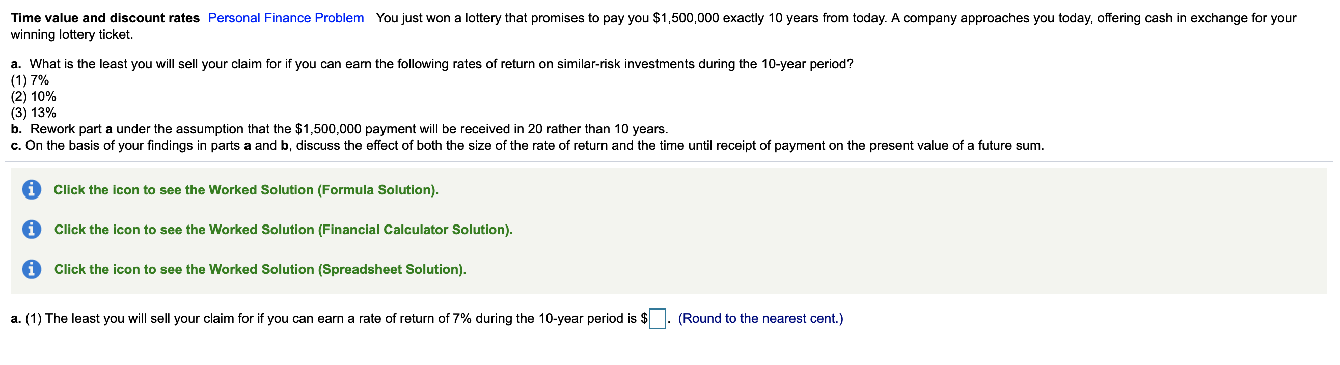 Solved Time value and discount rates Personal Finance | Chegg.com