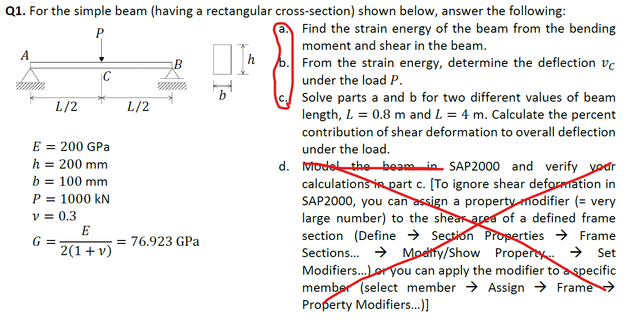 Solved For the simple beam (having a rectangular | Chegg.com